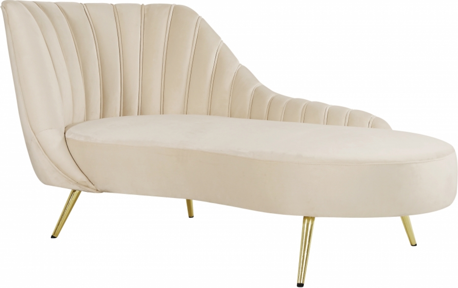 Tufted Velvet Chaise Lounge – Ivory - Ideal Room Decor